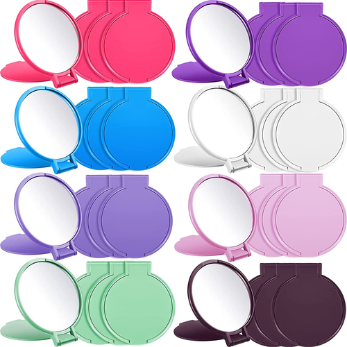 80 Pieces Mini Folding Mirror Round Compact Mirror Portable Pocket ...