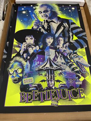 NYCC Beetlejuice Betelgeuse Poster Black Screen Print 24x36 6/10 yellow ...