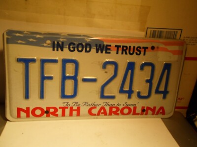 2019 NORTH CAROLINA "IN GOD WE TRUST" LICENSE PLATE NC Tag TFB-2434 | eBay