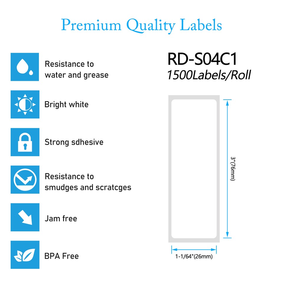 4Rolls RDS04U1 RD-S04U1 1500 File Folder 3x1 Labels For Brother RJ3150 ...