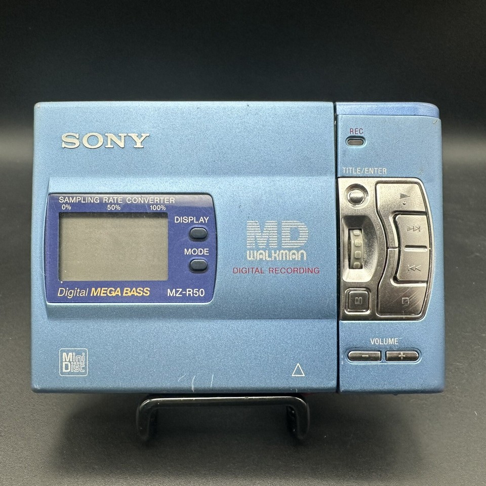 SONY MZ-R50 Portable Minidisc Recorder Blue Playback & Recording Tested ...
