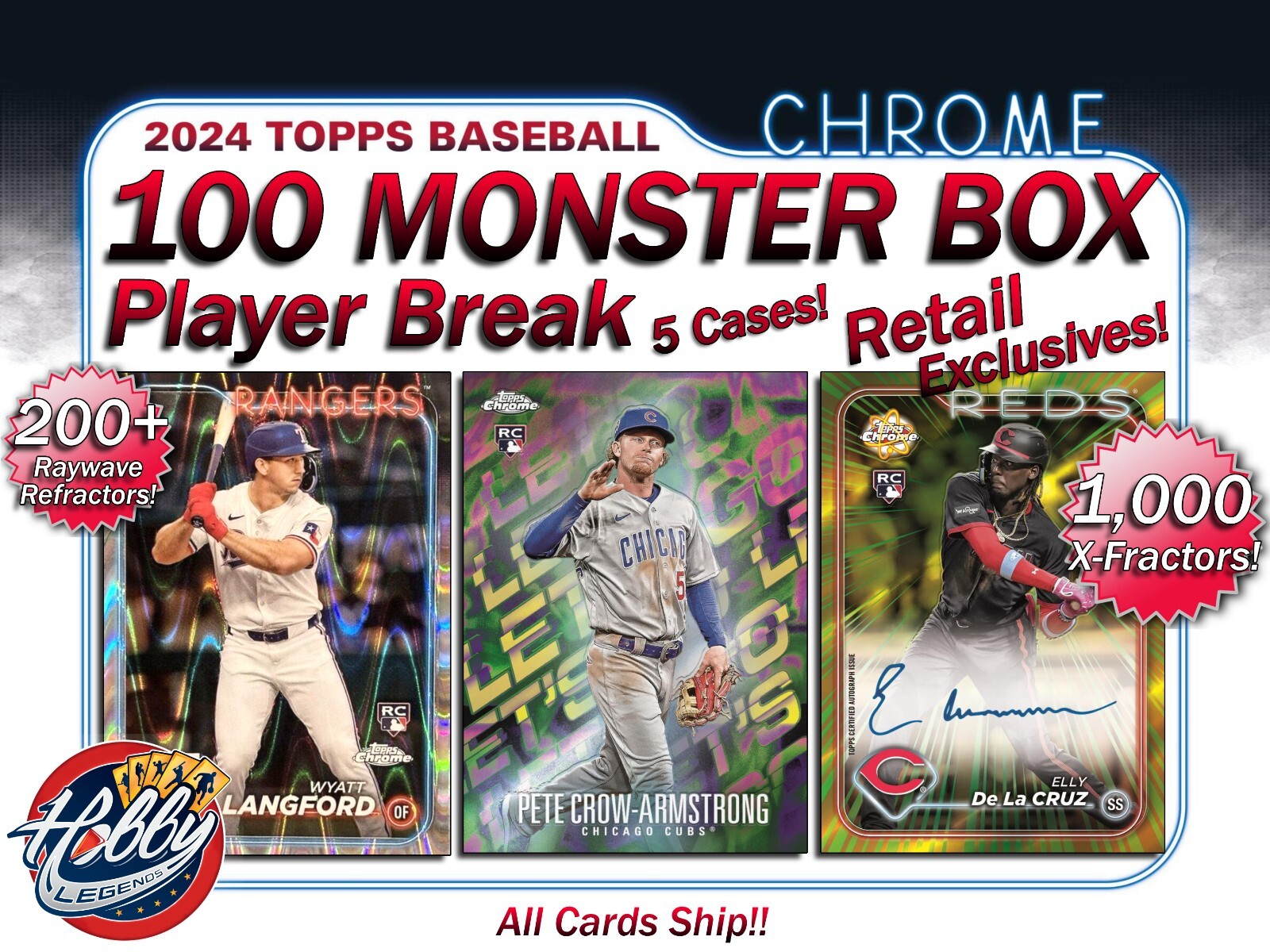 Ronald Acuna Jr. ATL 2024 Topps Chrome 5 Case (100 MONSTER BOX) Player ...