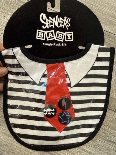 Spencer's Baby Bib Water Proof Vinyl Bib Tie & Skull Buttons One Size ...