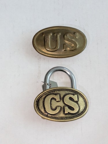 2 CIVIL WAR REPLICA UNITED (US) CONFEDERATE STATES (CS) BELT BUCKLES ...