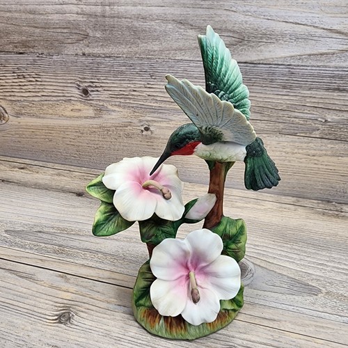Gallery Originals Ruby Throat Hummingbird Figurine Bisque Porcelain ...
