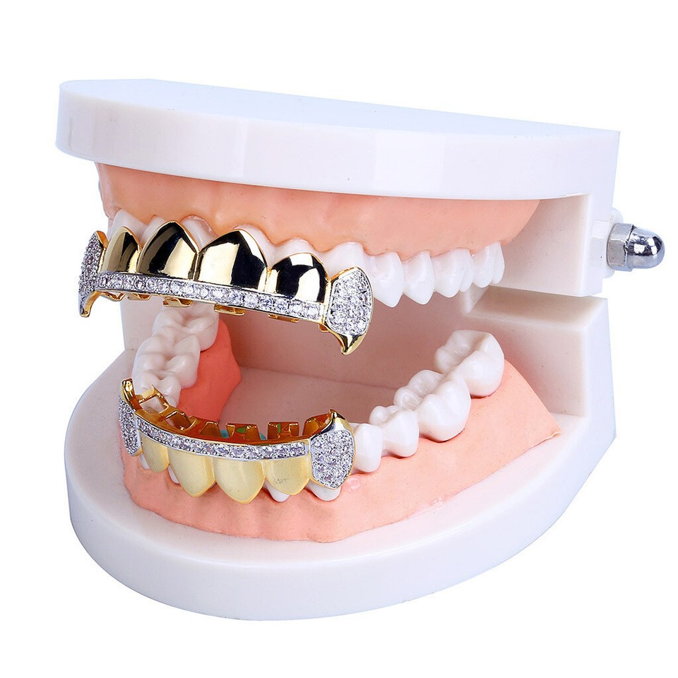 Alloy Hip Hop Teeth Set Halloween Vampire Gold Bling Mouth | eBay UK