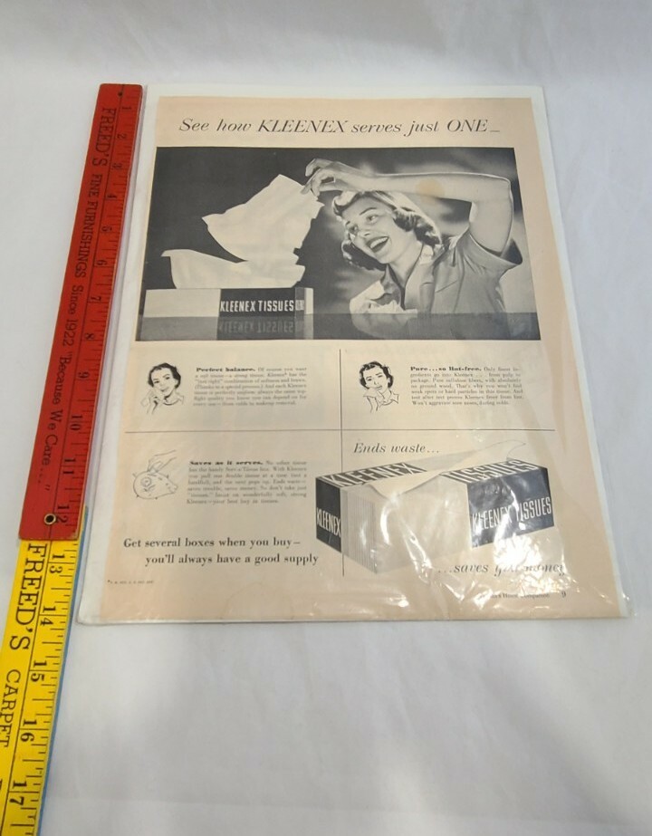 Kleenex Tissues Magazine Ad Woman's Home Corp Vintage Advertising 1951 ...