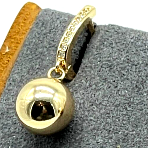 Earrings. Gold Tone Balls with clear crystal accents on the bale. 1 ...