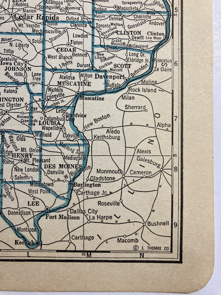 1935 Iowa Antique Map J Thomas Co Great to Frame IA Vintage Ready to ...