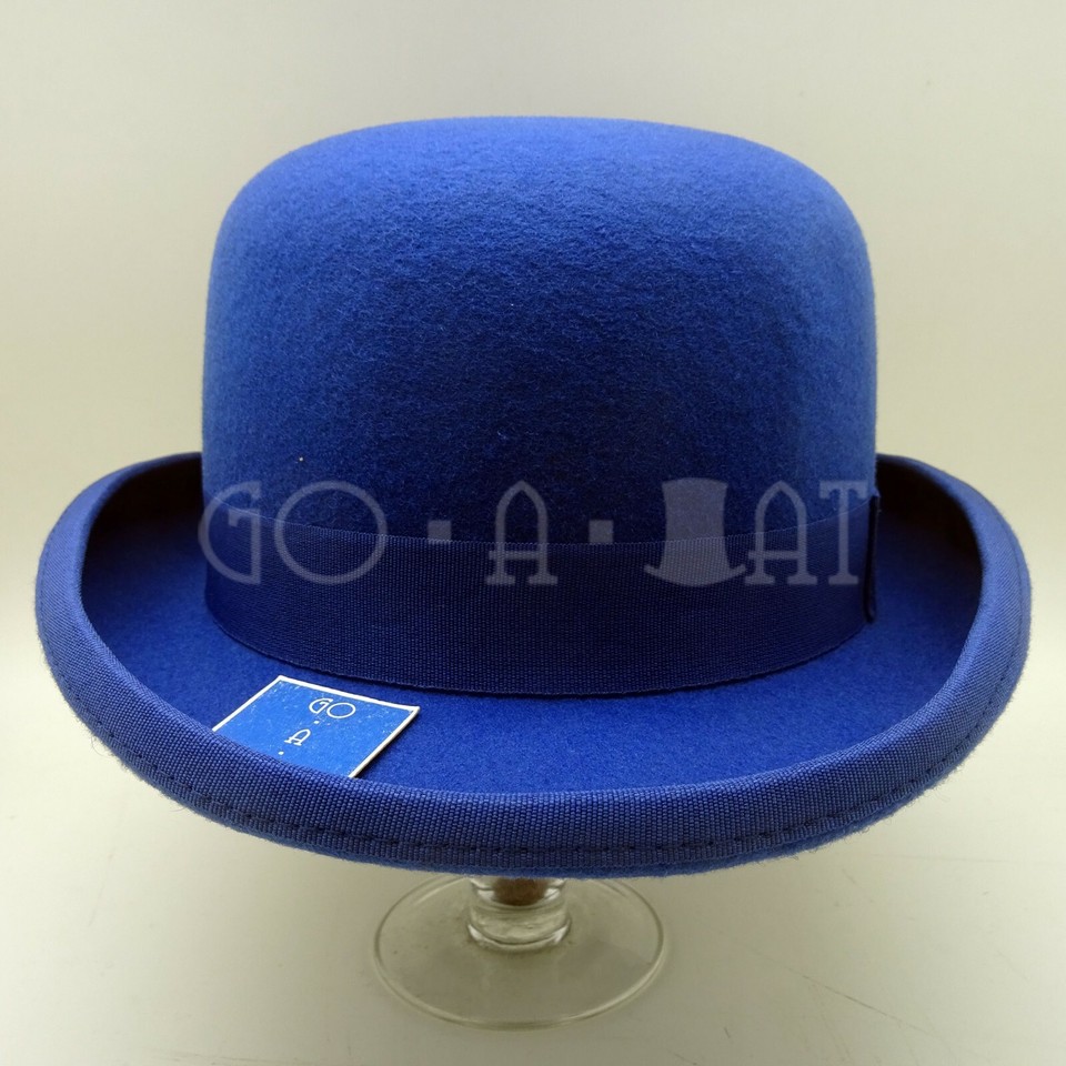 Elegant Billycock Bowler Hat with Curled Brim Men Derby | Blue | Size M ...