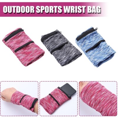 Pocket Wrist Wallet Pouch Band Zipper Arm Running Travel Safe Key Sport ...
