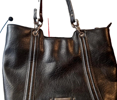 Black Handbags With Silver Detailing BLACK LEATHER SPIRAL CURVE