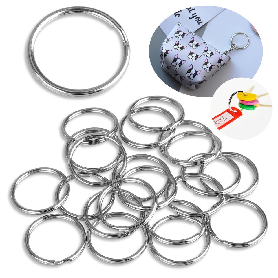 100pcs 25mm Iron Metal Flat Key Ring Split Ring Keychain Split Keychain ...