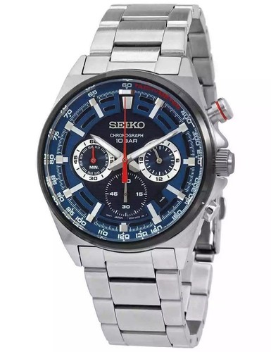 Seiko Conceptual Chronograph Blue Dial Quartz 100M Men's Watch SSB407P1 ...