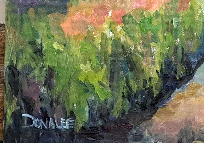 Original Oil Painting Landscape Fields Path Cottage Clouds Framed by ...