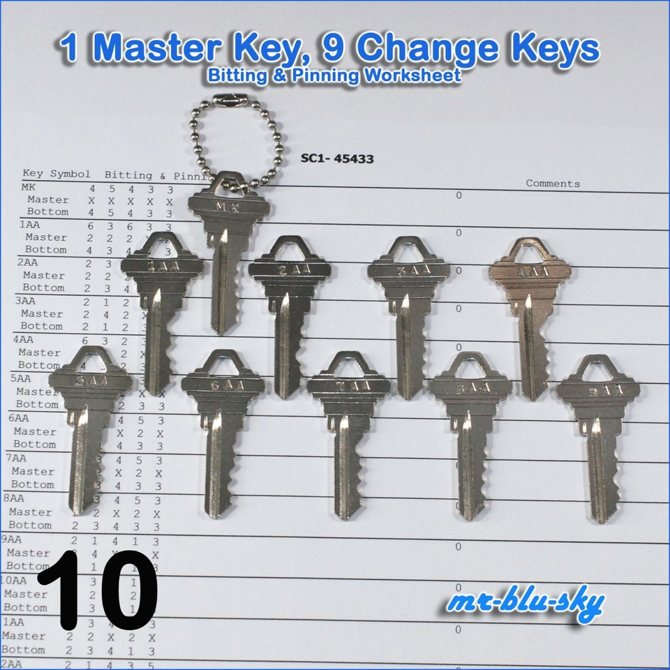 Schlage MK Key System ~ 1 MK & 4, 9, 14 or 19 Change Keys ~ Locksmith ...