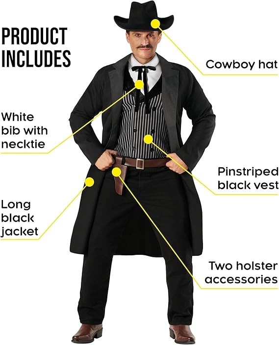 Men`s Cowboy Costume Adult Wild West Western Sheriff Gunslinger Outlaw ...