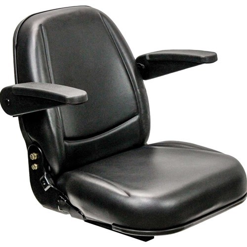 Fits Caterpillar Telehandler Seat Assembly w/Arms - Black Vinyl | eBay