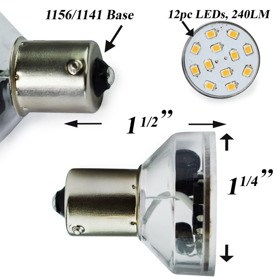 4 Pack LeisureLED RV LED Light 1156 1139 1141 1383 LED Bulb 2 Watt 250 ...