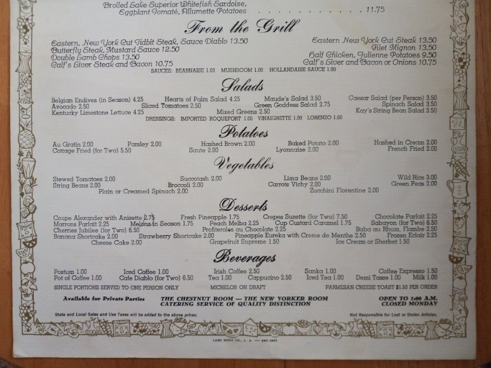 Vintage 70's Legendary Old Hollywood Chasen's Restaurant Saturday ...