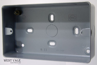 MK Electric Boxes - K2214 ALM - Twin 41mm Deep Surface Metal Box With ...