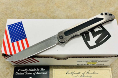 Medford T-Bone S45VN 4" Tumbled Drop Point, Black G10 Inlay Handle ...