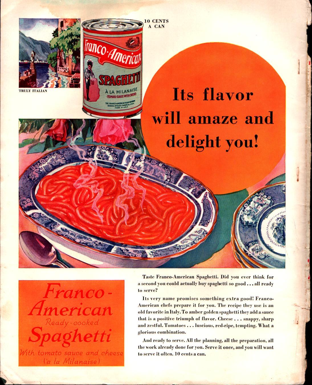 1933 Franco-American Spaghetti Food Great Colors Vintage Print Ad 1037 ...