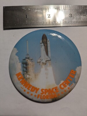 Vintage Kennedy Space Center Button Souvenir Pin Pinback Space Shuttle ...