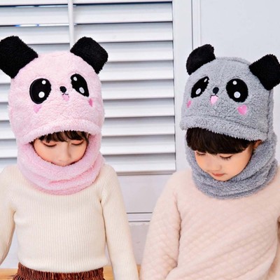 Full Face Cover Kids Caps Kids Bonnet Cartoon Panda Hats Winter Fleece ...