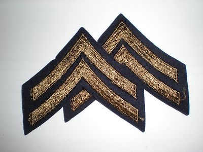 US ARMY WWII CORPORAL STRIPES RANK - ORIGINAL ON WOOL -- ONE (1) PAIR ...
