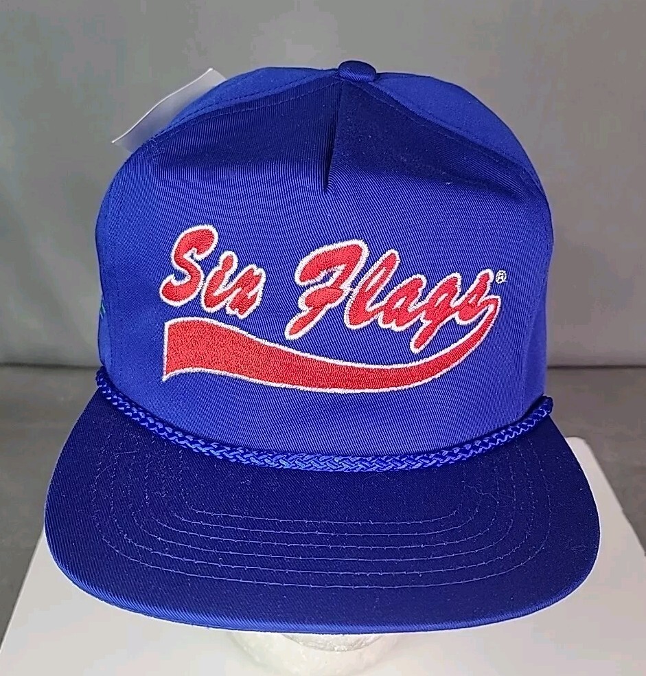 RARE VTG Six Flags Rope snapback hat tail sweep embro… - Gem