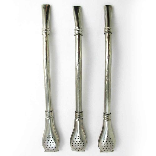 3X Metal Silver Yerba Mate Tea Bombilla Gourd Drink Straw Filtered ...