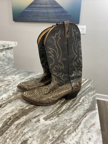 Dan Post Brown Leather Snake Skin Python Cowgirl Boots Womens Size 9 EW ...