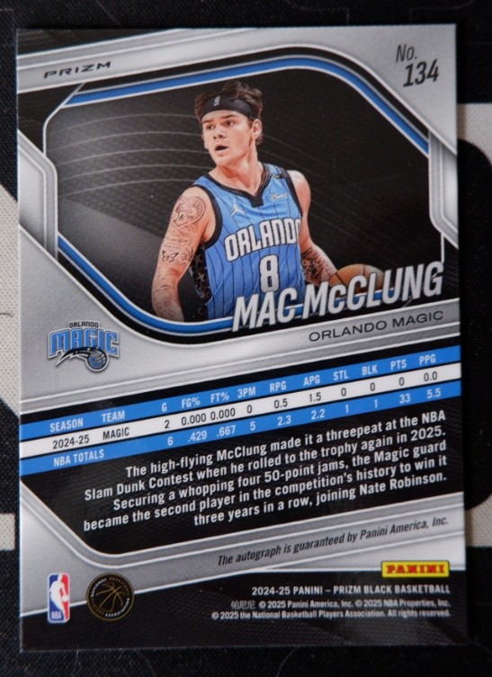MAC McClung 2024-25 Panini Prizm Black Autographs Silver #134 | eBay