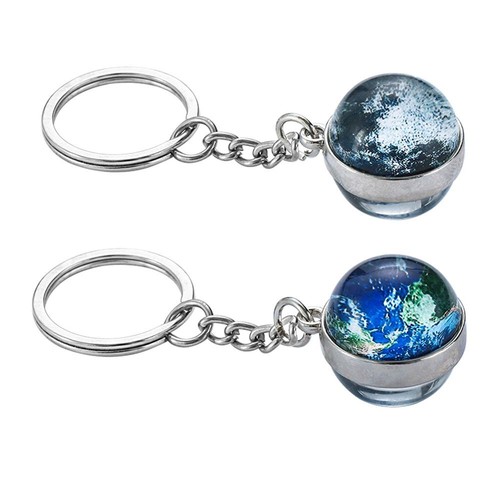 Unique Chain Solar System Keychain Galaxy Ball Planet Keyring Double ...