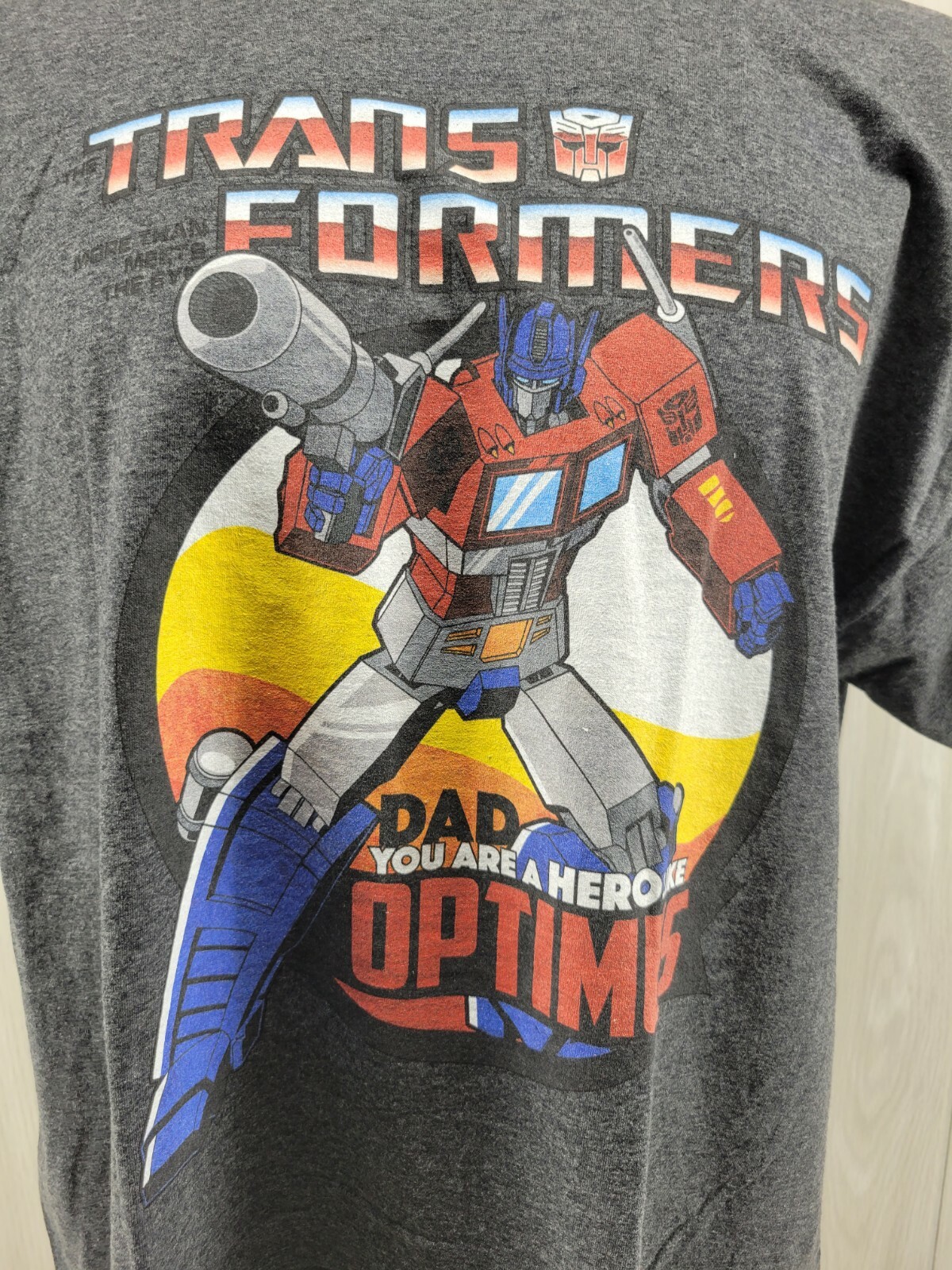 Transformers Hero Dad Optimus Prime Men’s Gray T-Shir… - Gem