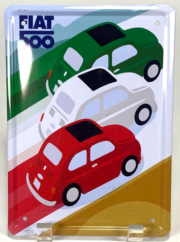 Fiat 500 Tin Sign - 6x8.25" - Metal Wall Art Car Sign Garage Poster ...