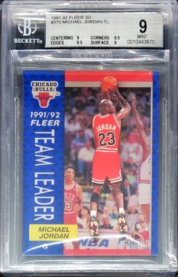 BGS 9 w/9.5 MICHAEL JORDAN 1991-92 Fleer 3D Acrylic Wrapper Redemption ...