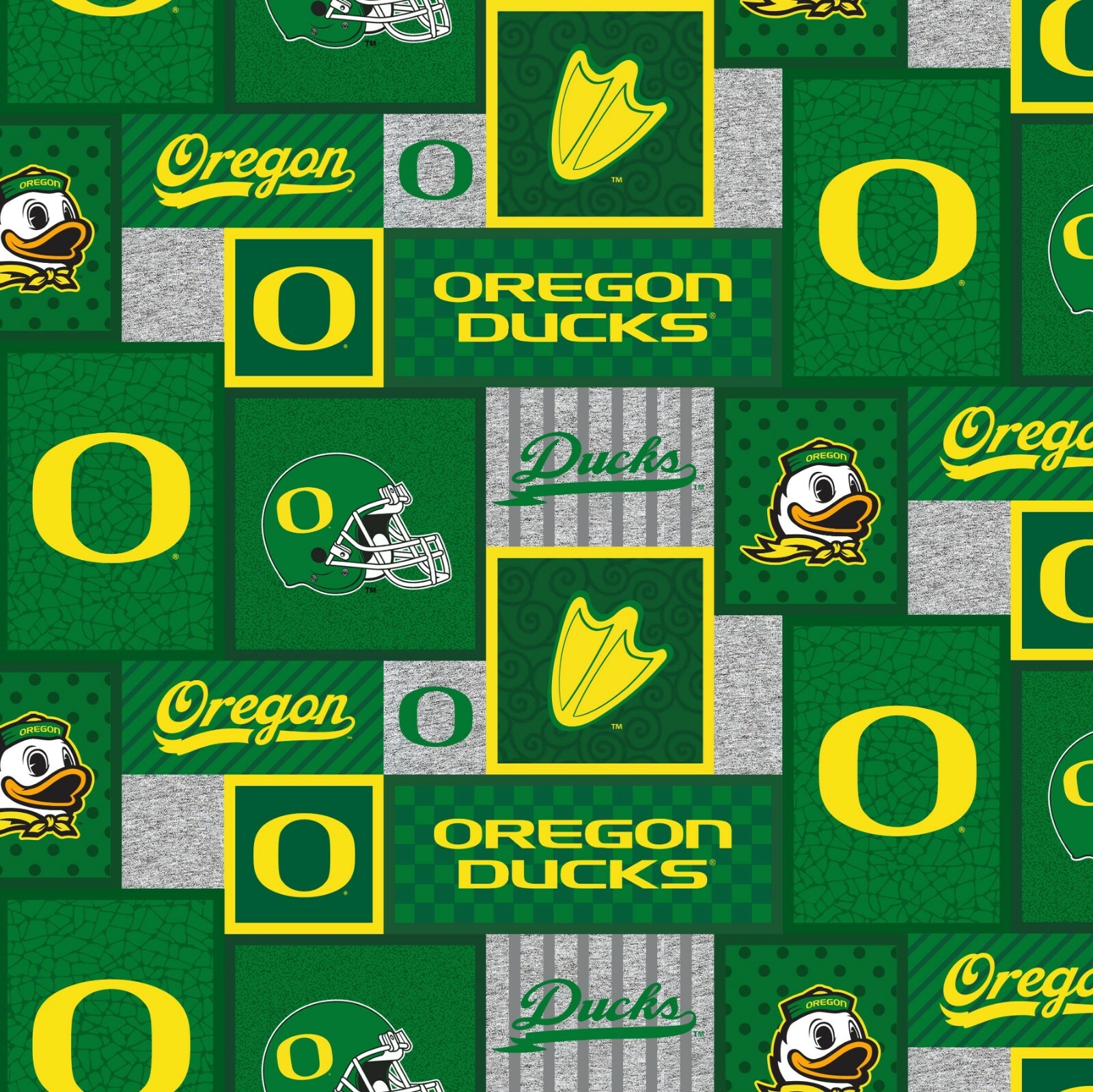University of Oregon Ducks Patchwork Fleece Fabric-Fleece Blanket ...