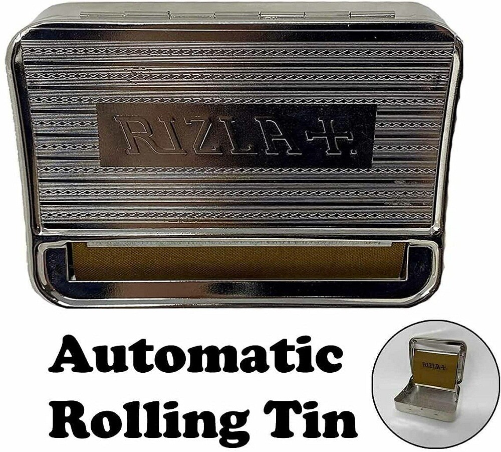 Rizla Metal Automatic Rolling Tin Tobacco Roll Up Case Cigarette ...