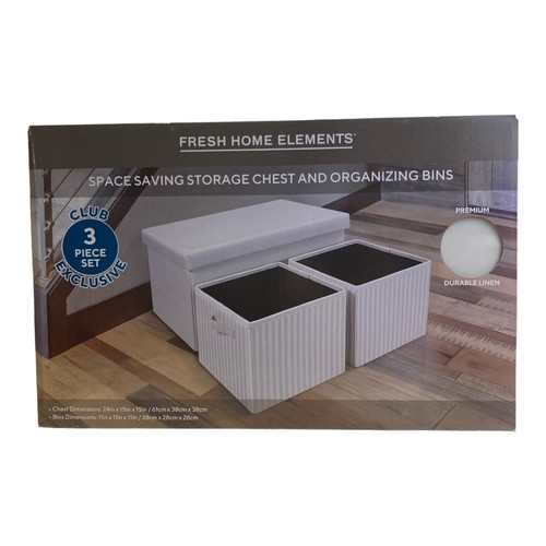 Fresh Home Elements 24" Storage Chest and 11" Organizing Bins, White ...