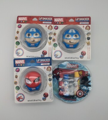NEW! Lot Of Marvel Lip Smackers Spiderman Captain America Iron Man ...