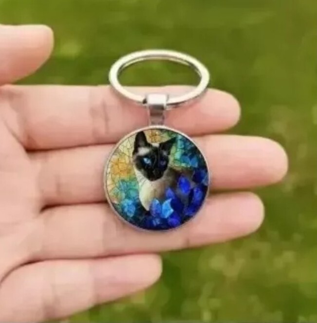 Siamese Cat Keychain Key Ring Backpack Bag Purse Car Key Chain Charm ...