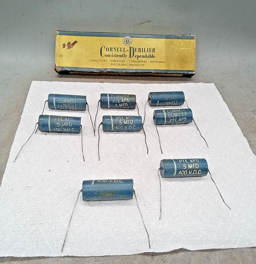 8 PCS NOS Cornell Dubilier .5 MFD @ 400v Capacitor Guitar Tone Cap PTE ...