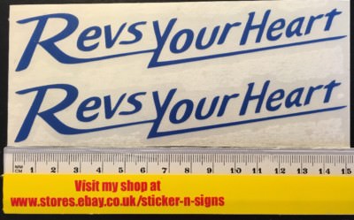 2x Blue150mm Stickers Revs Your Heart Suitable Yamaha Kawasaki Suzuki ...