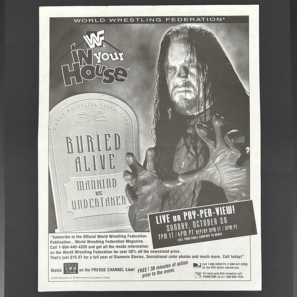 Original WWF Match Card Program Sheet 10/5/1996 Calgary Saddledome ...