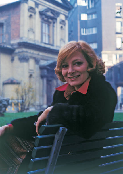 Italian Actress Rossella Falk Smiling While Sitting On A Bench OLD ...