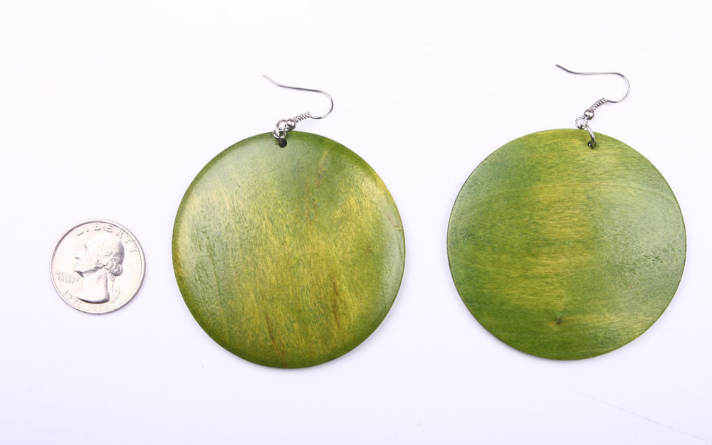 Natural Wood Round Disk Tear Drop Round w/hole Dangling Fashion ...