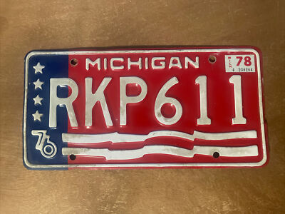 1976 1978 Michigan License Plate Bicentennial # RKP 611 | eBay