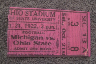 1922 OSU vs MICHIGAN Football Ticket Stub - Copy 2 1/4" x 4" - 10-21-22 ...
